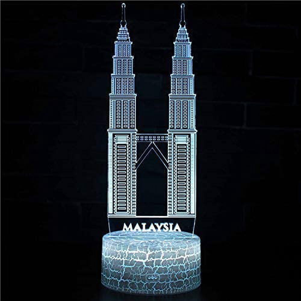 Malaysia Landmark 3D Night Light,3D Illusion Lamp 16 Color Change Decor ...