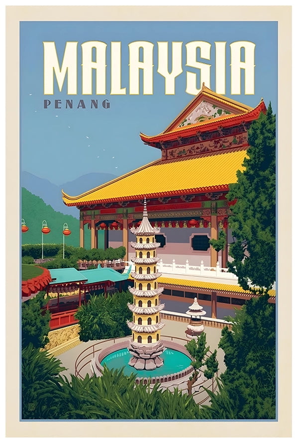 Malaysia - Penang - Vintage Travel Poster (12x18Inches) - Walmart.com
