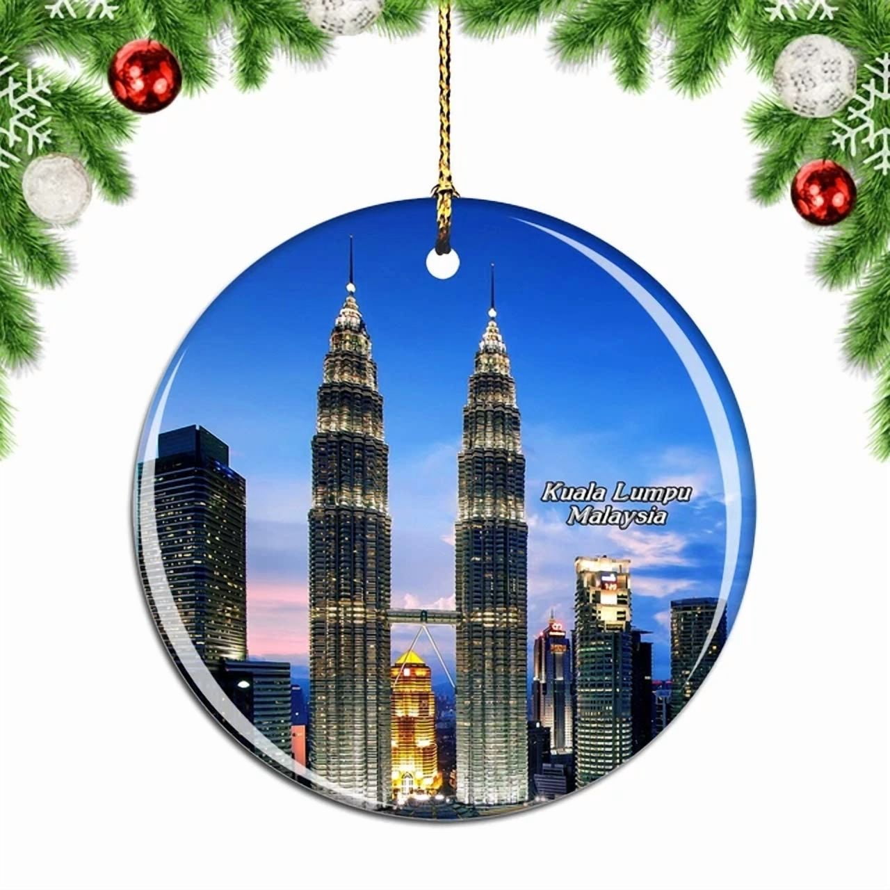Malaysia Petronas Twin Towers Kuala Lump kriStmAs ornament city travel ...