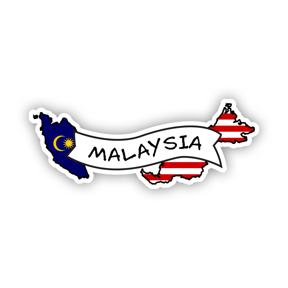 Malaysian Shaped Malaysia Flag Sticker Decal - Self Adhesive Vinyl ...