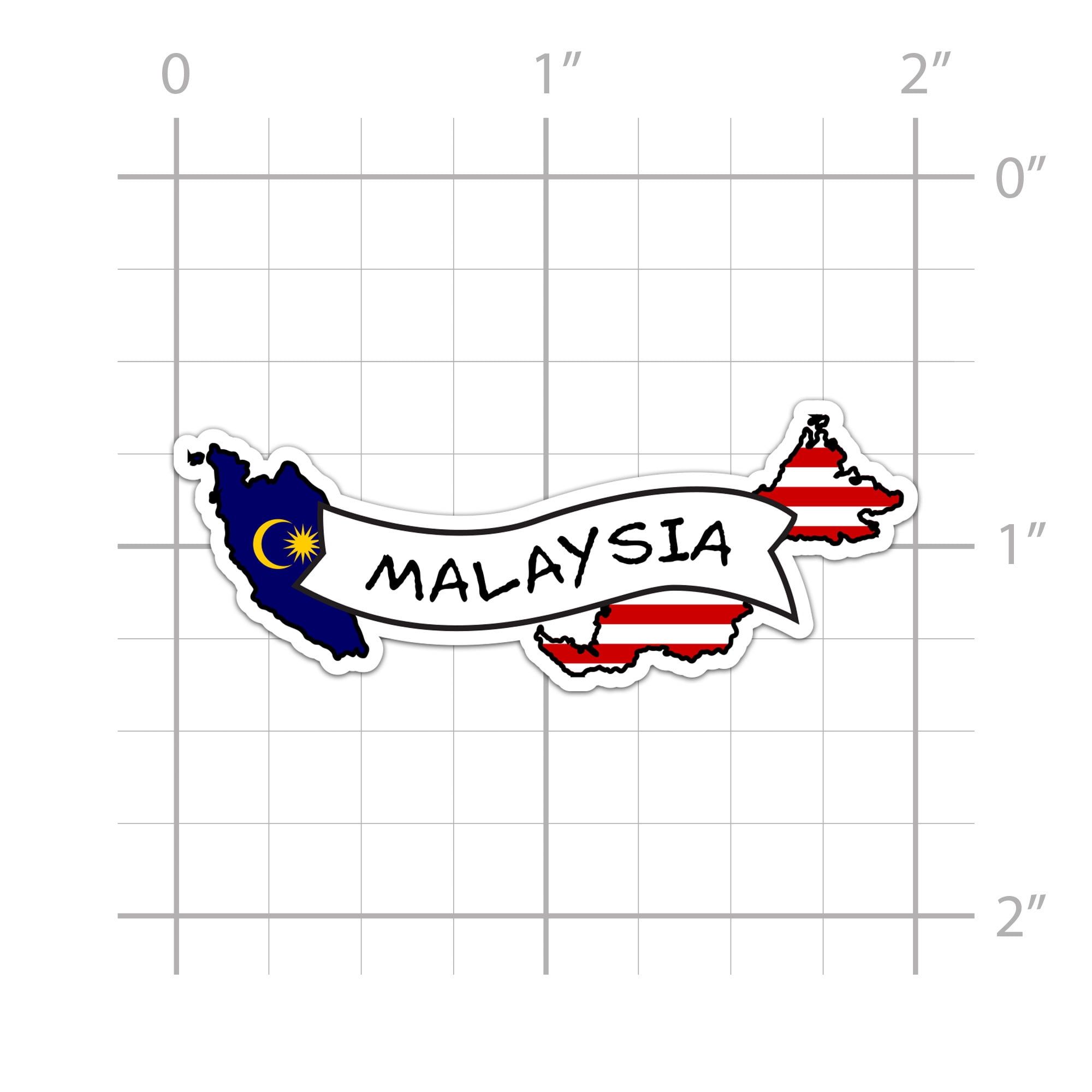 Malaysian Shaped Malaysia Flag Sticker for water bottle phone tumbler ...