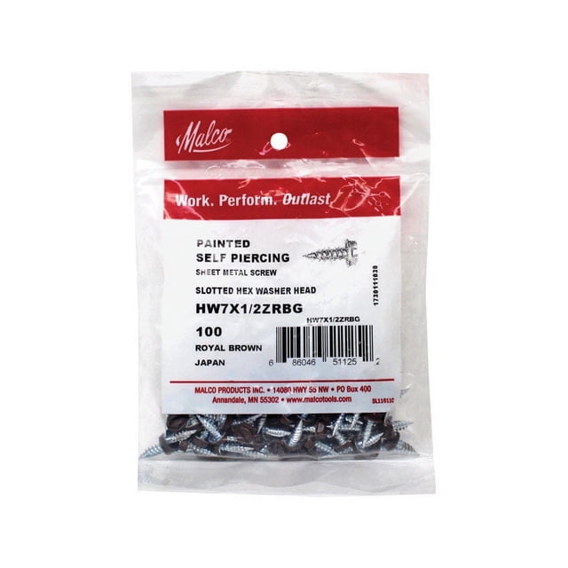 Malco No 7 x 1/2 in. L Hex Slotted Head Zinc-Plated Metal Sheet Metal ...
