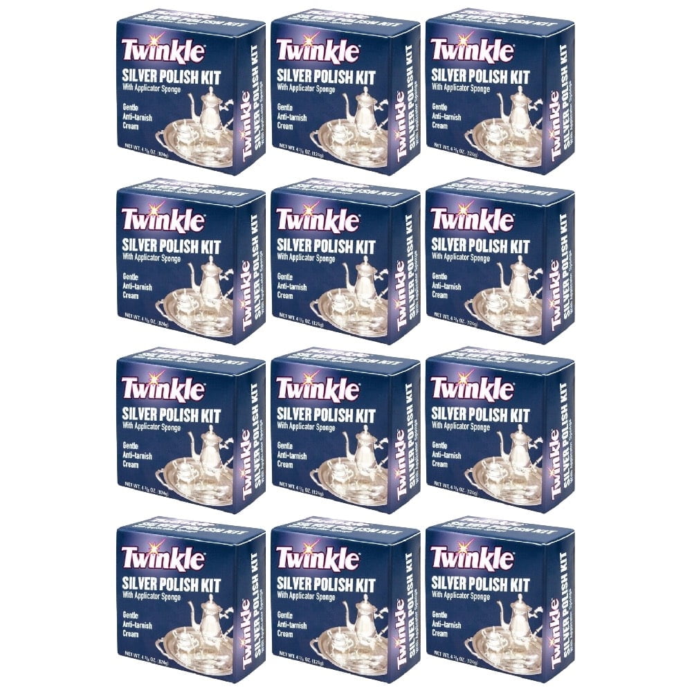 Malco Twinkle Anti-Tarnish Silver Polish Cream Cleaner Kit, 4.38 oz, 12 ...