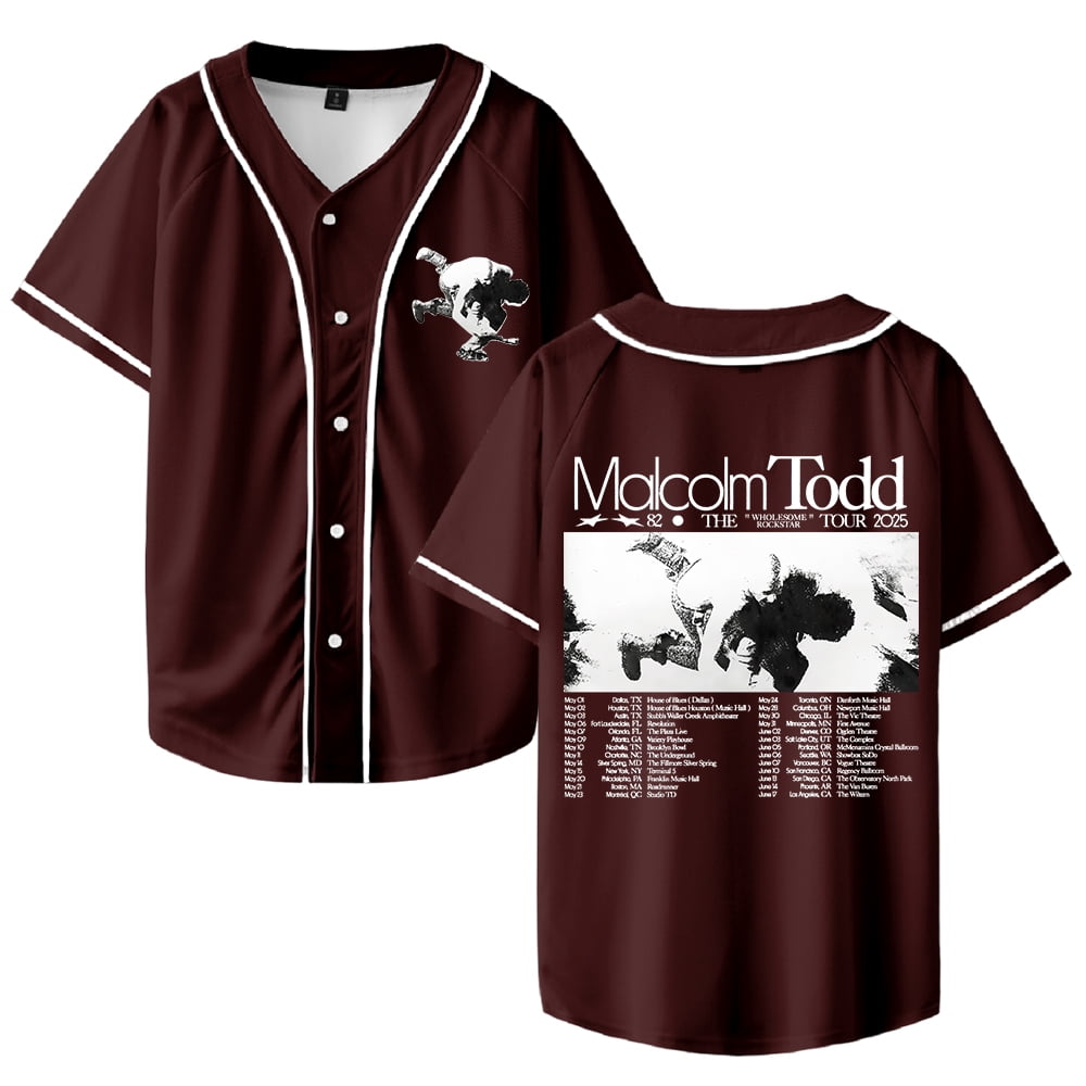 Malcolm Todd 2025 Tour Merch Baseball Jersey V-Neck Shirt Women Men ...