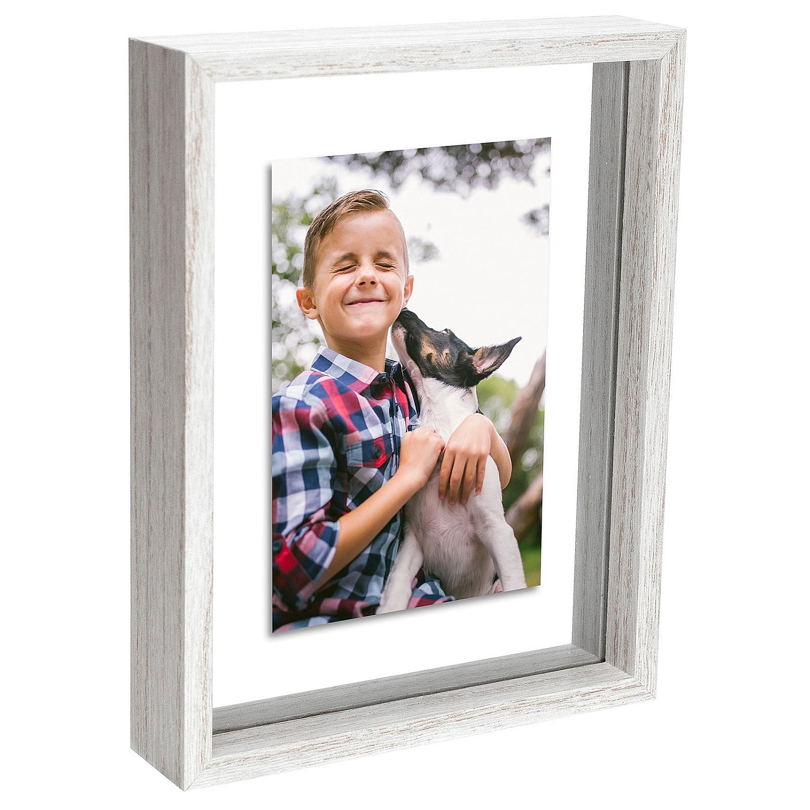 Malden 5x7/7x9 Distressed White Tabletop Float Frame - Walmart.com