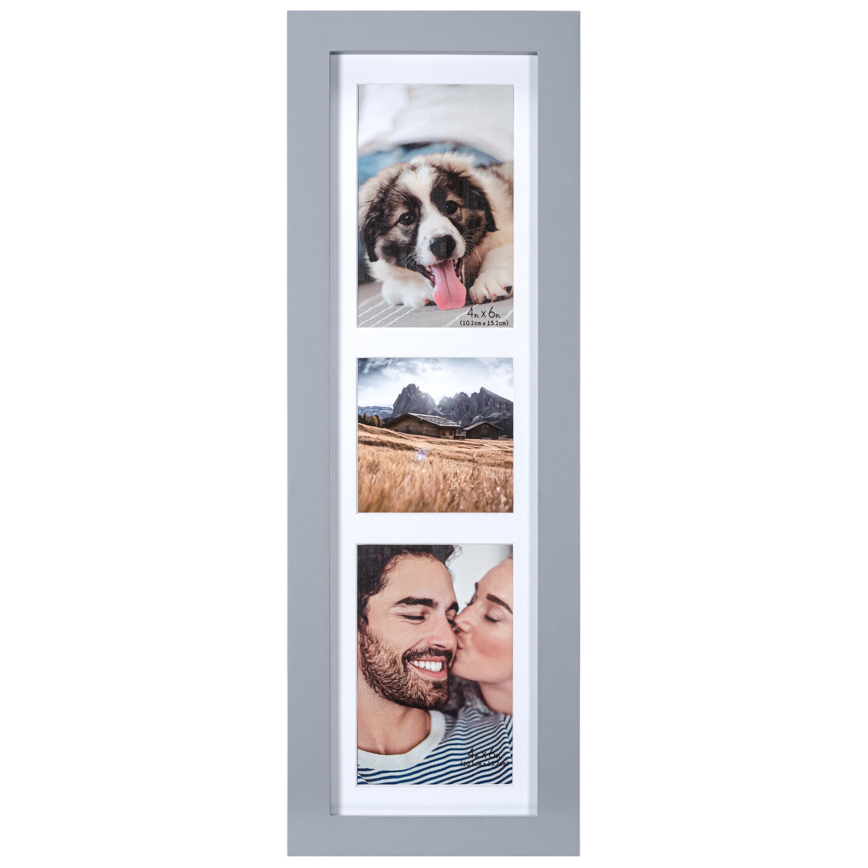 Malden International Designs 4x4 4x6 3 Opening Gray Collage Wall Frame ...