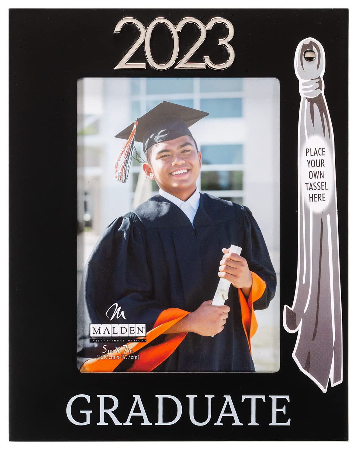 Malden International Glass Graduation Photo Frame, 5x7, Black MDF Wood ...