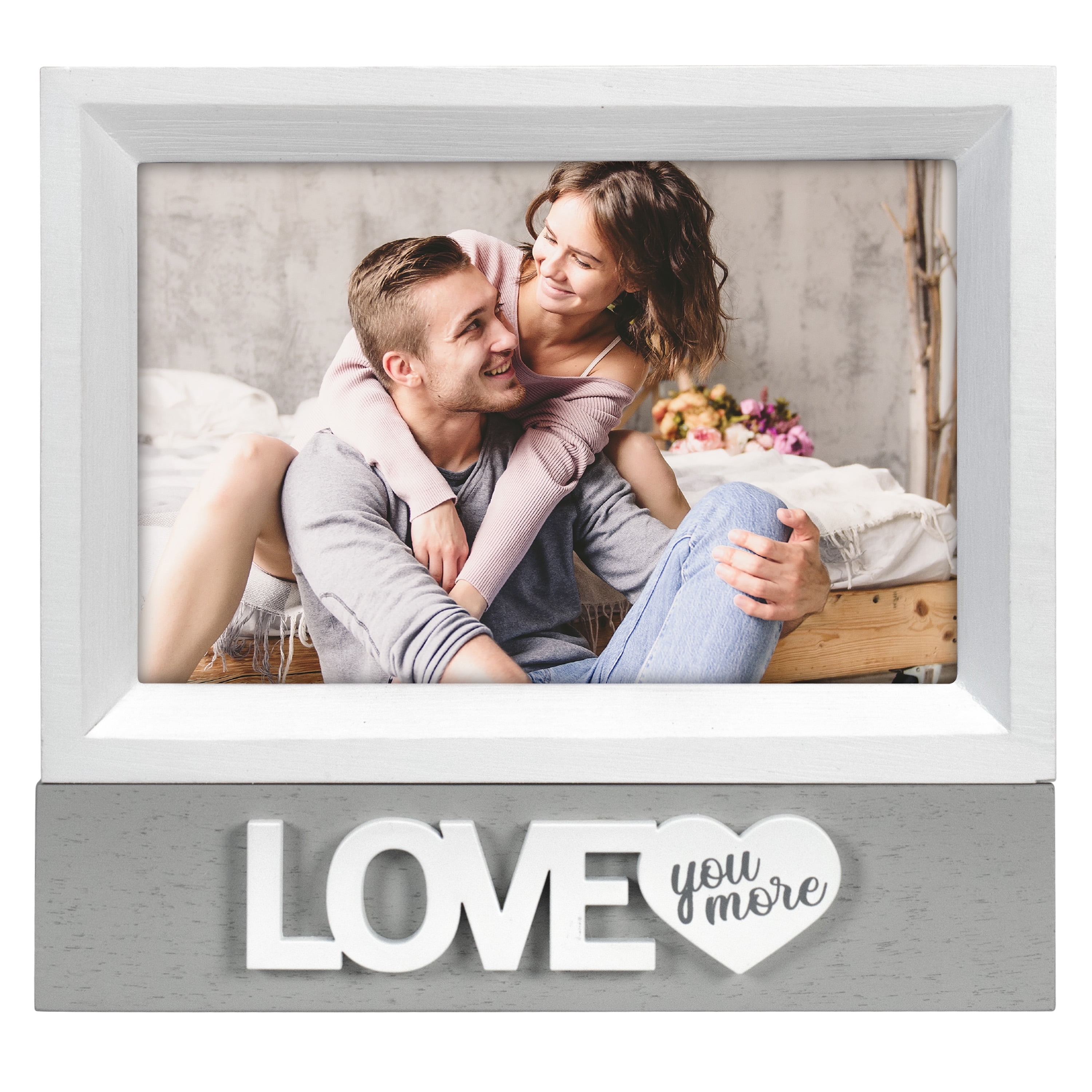 Malden International Designs Love You More 4x6 White and Gray ...