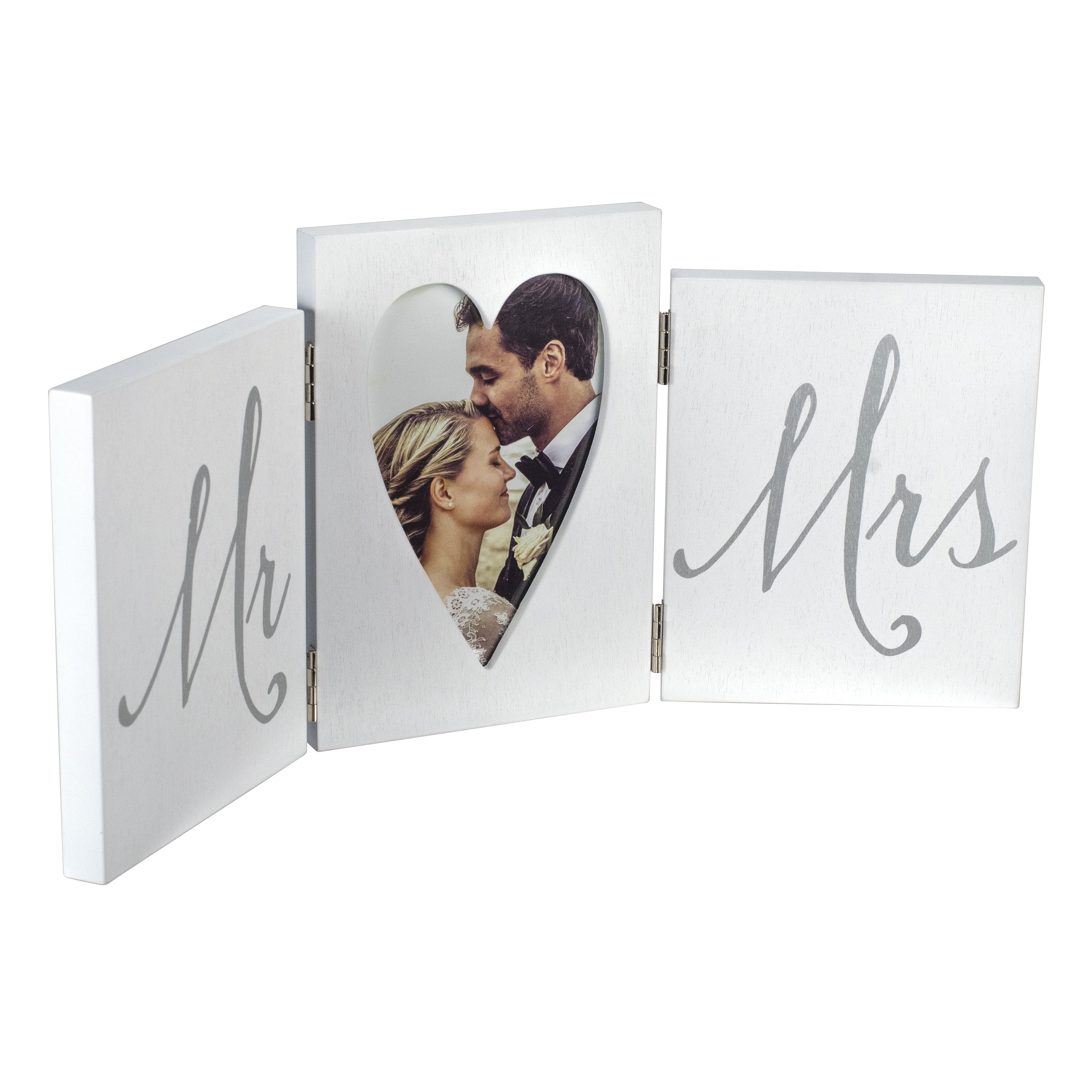 Malden International Designs Mr Mrs 4x6 Hinged Triple White Sentiment ...