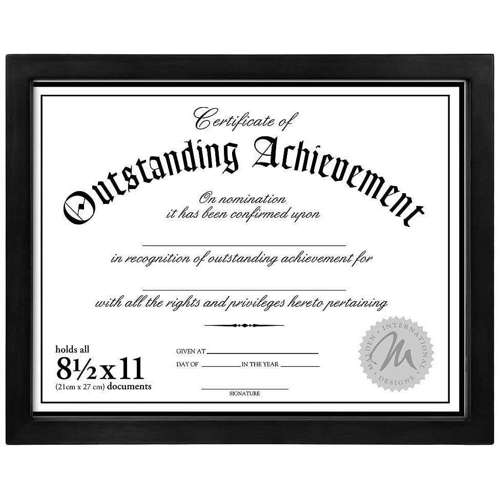 Malden International Designs Wooden Document Frame, 8.5x11, Black ...