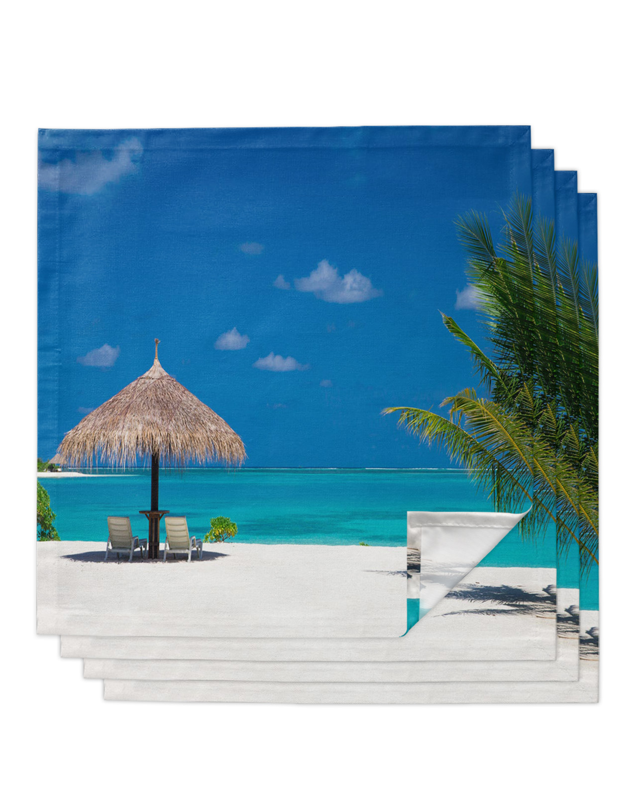 Maldives Beach The Sea White Clouds Square 50cm Table Napkin Wedding ...