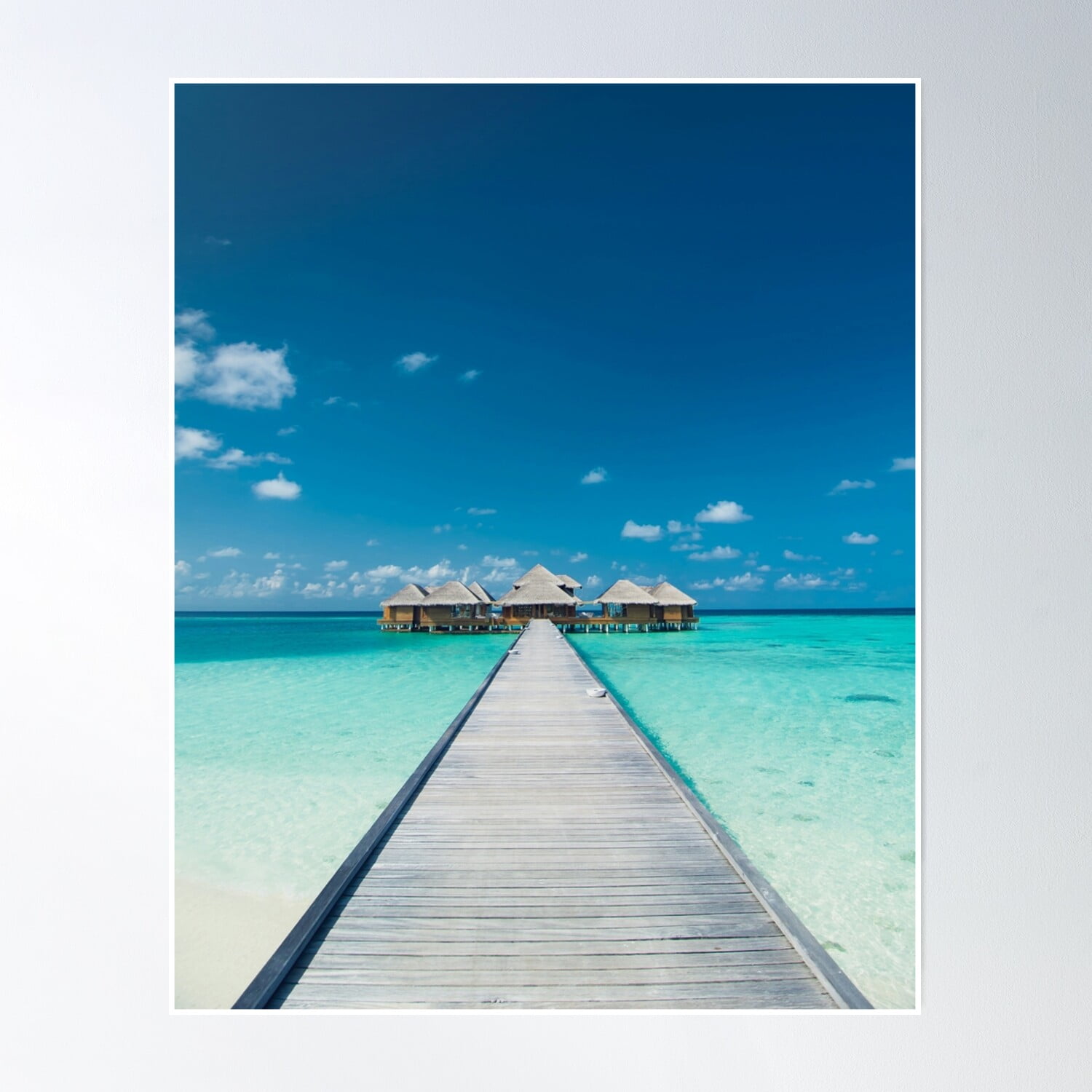 Maldives, Ocean Hotel Paradise, Tropical Beach Dock Poster Wall Art ...