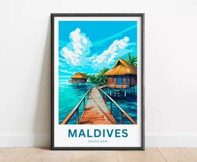 Maldives Travel Print - Maldives Poster, South Asia Wall Art NO FRAMED ...