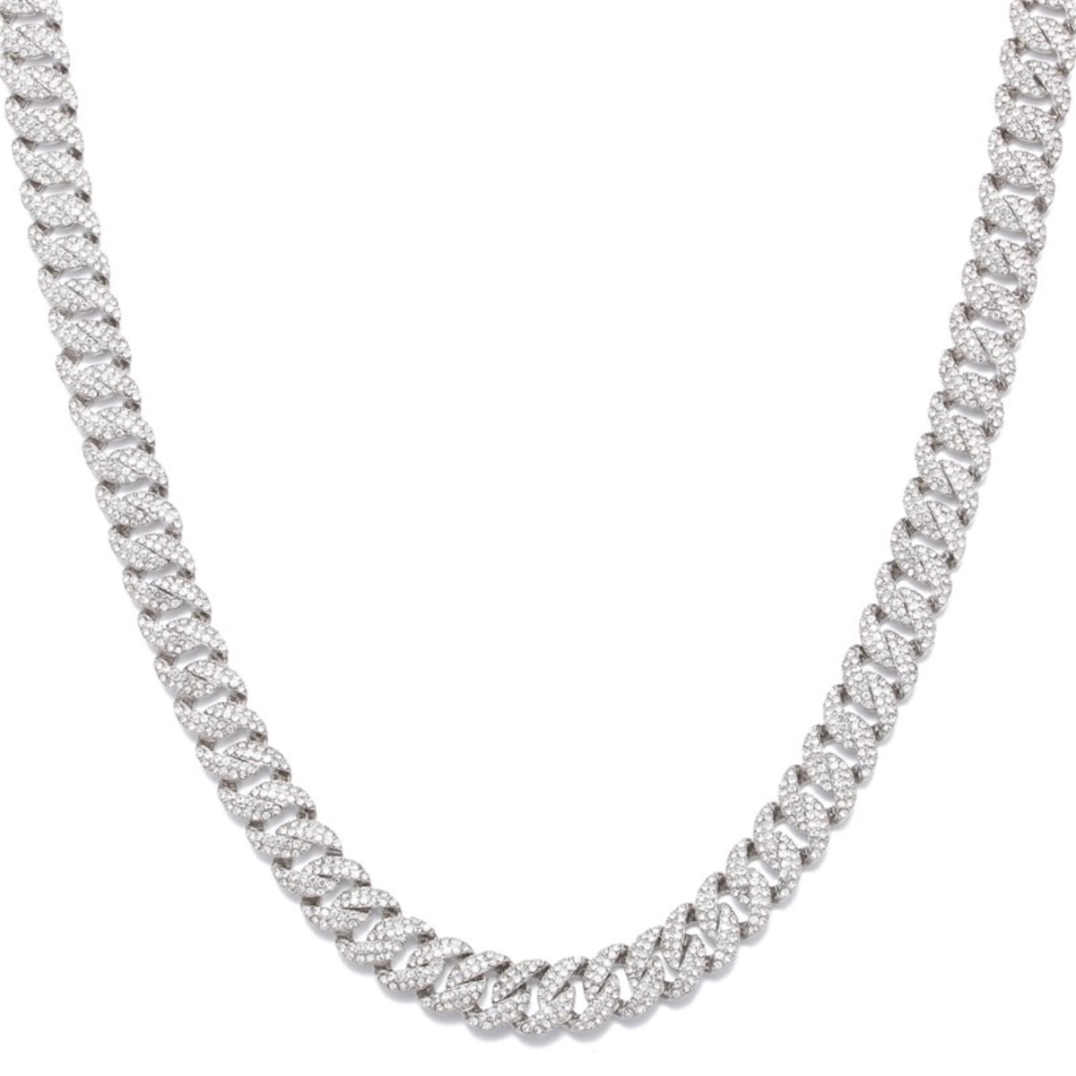 Male 10MM Cuban Chain Necklace for Men Women Iced Out Zircon Hip Hop ...