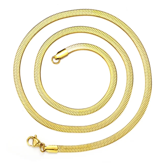 Male Basic Hip Hop Blade chain Necklace Men Women Gold-Plated Stainless ...