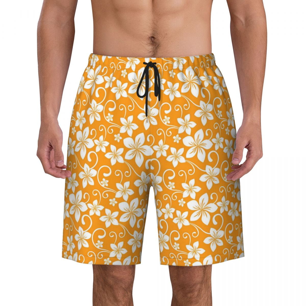 Male Board Shorts Tropical Floral Casual Beach Trunks Blue Flowers ...