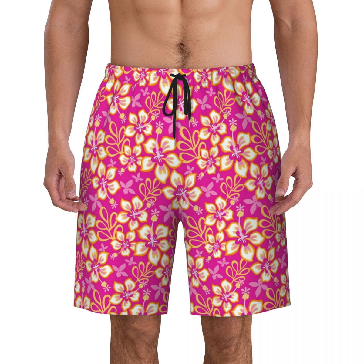 Male Board Shorts Tropical Floral Casual Beach Trunks Blue Flowers ...