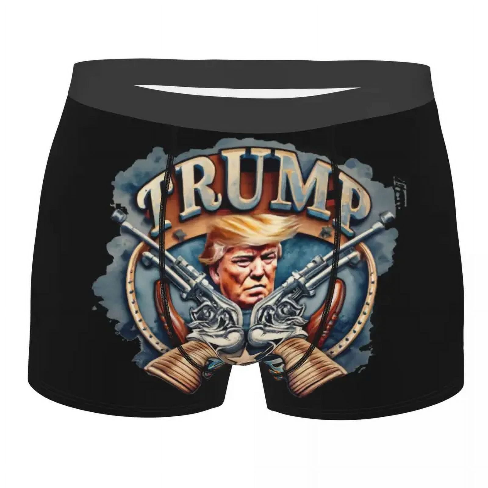 Male Cool Trump 2024 USA Flag Underwear Boxer Briefs Soft Shorts ...