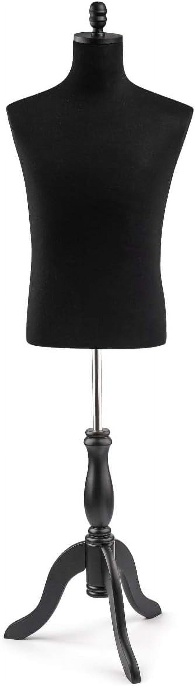Male Display Dress Form Mannequin in Black Jersey on Traditional Wood ...