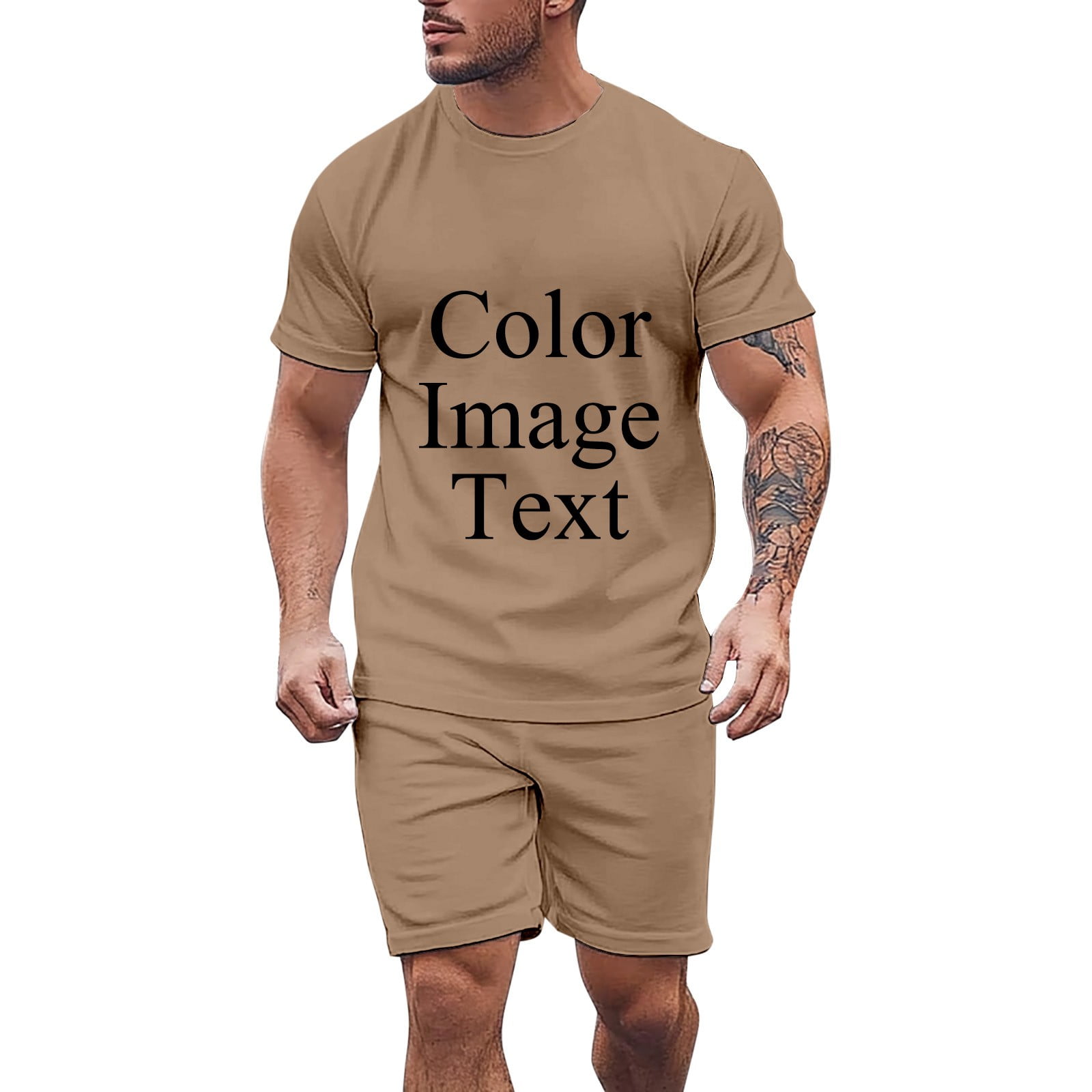 Male Diy Personalised Short Sleeve T Shirt And Shorts Two Piece Set ...