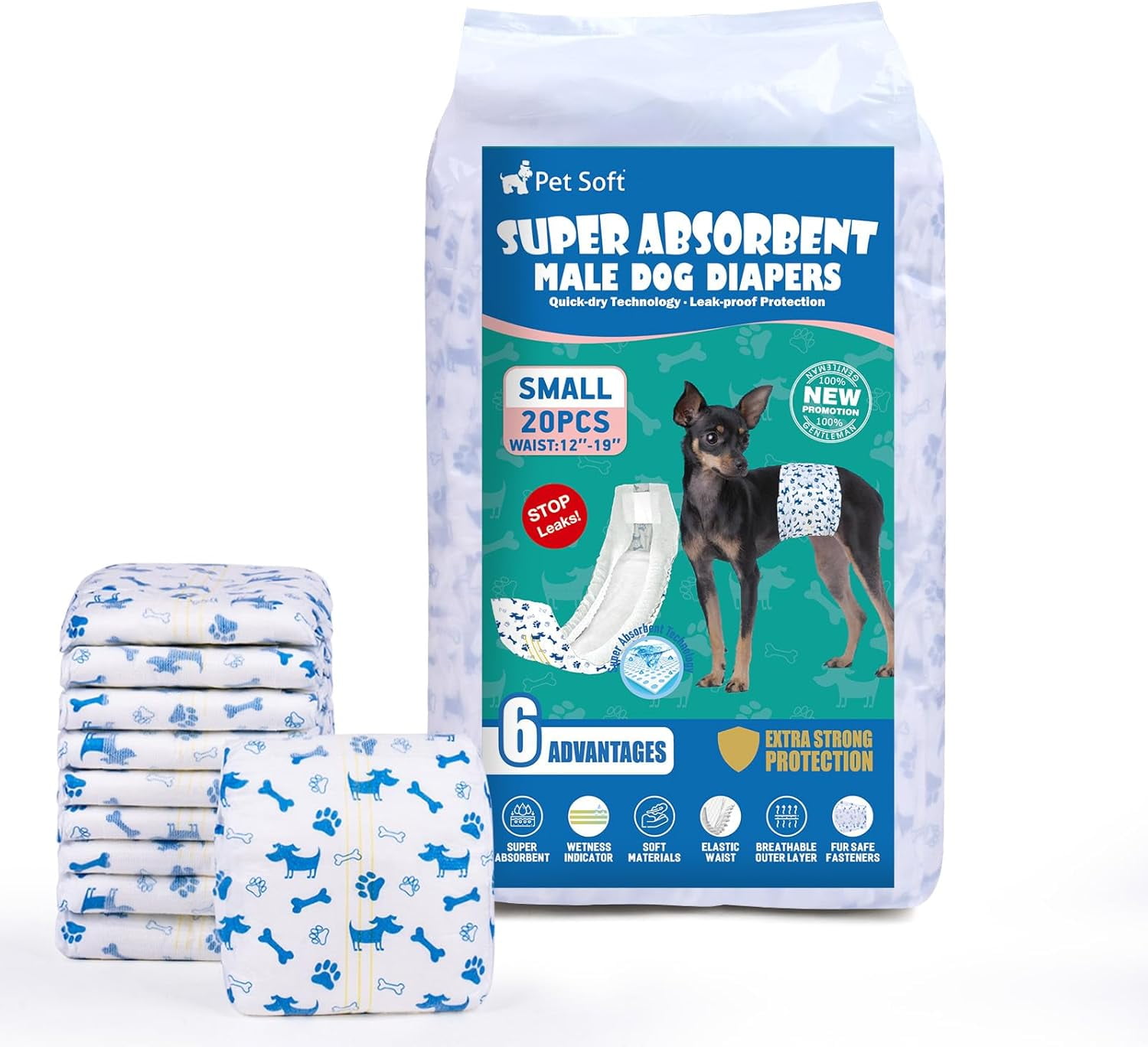 Male Dog Diapers - Disposable Male Dog Wraps Wetness Indicator, Puppy ...