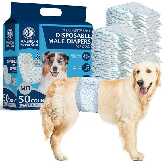 Male Dog Wrap, Disposable Diapers with Wetness Indicator, Medium, 50 ...