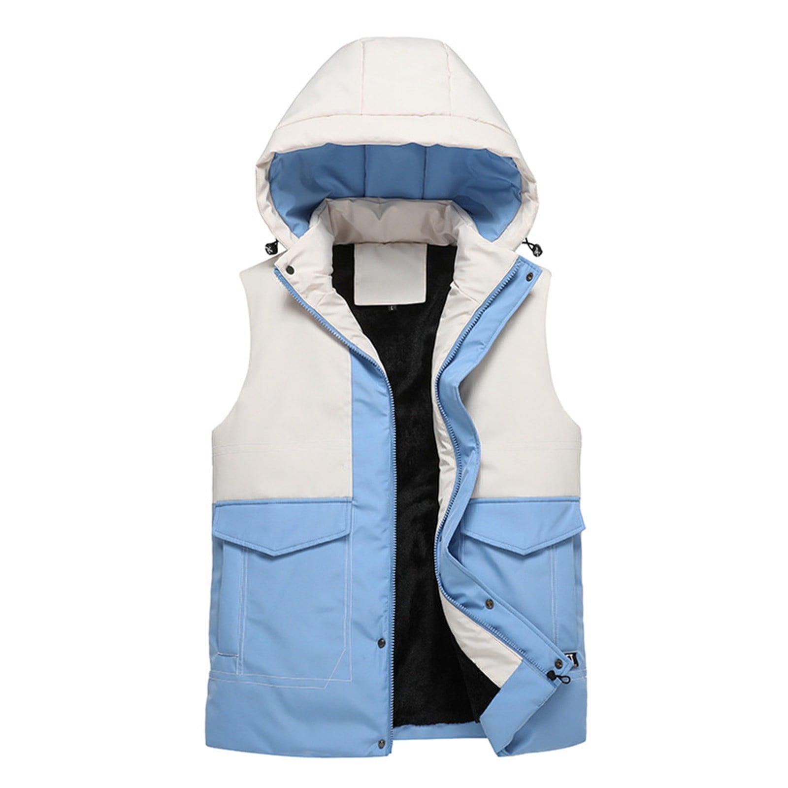 JIKNTTR Male Fashion Coats Autumn Winter Thicken Wram Hooded Vest ...