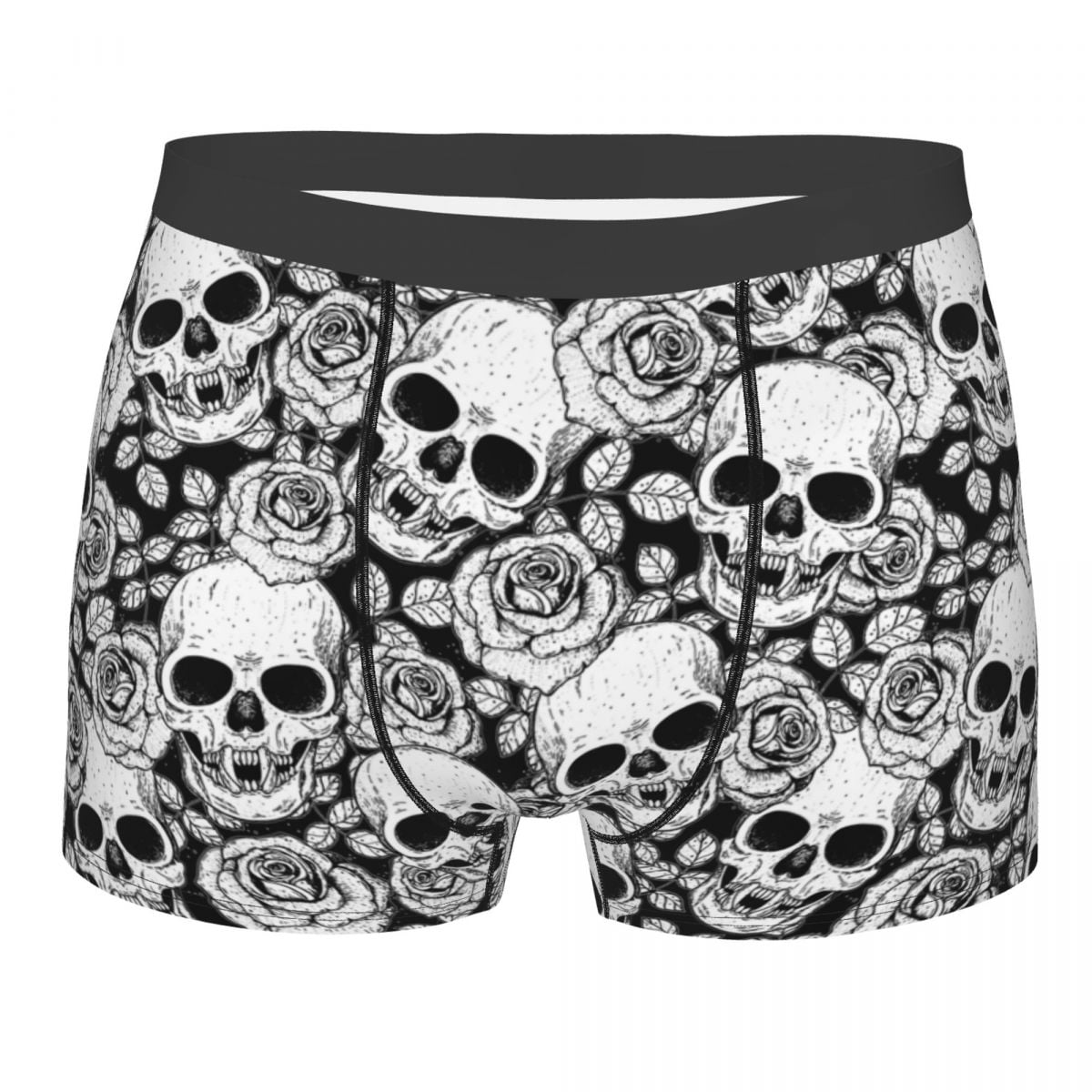 Male Fashion Gothic Skeleton Underwear Roses Floral Death Skull Boxer ...