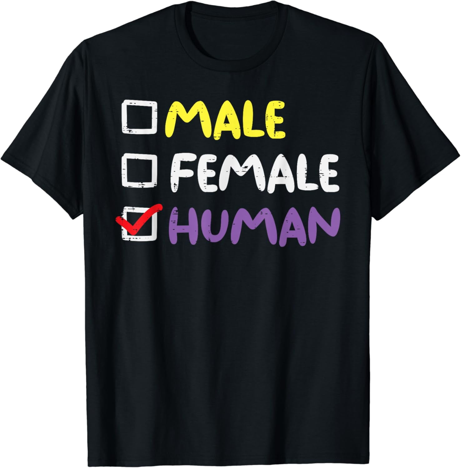Male Female Human Checkbox LGBTQ Non-Binary Flag Genderqueer T-Shirt ...