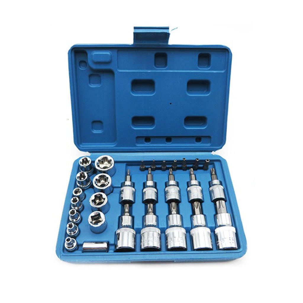 Male Female Torx Star Socket & Bit Set E & for T Sockets with Torx Bits ...