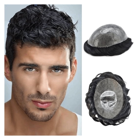 Male Hair Prosthesis Full Thin Skin 0.1-0.12mm Injected PU Base Men ...