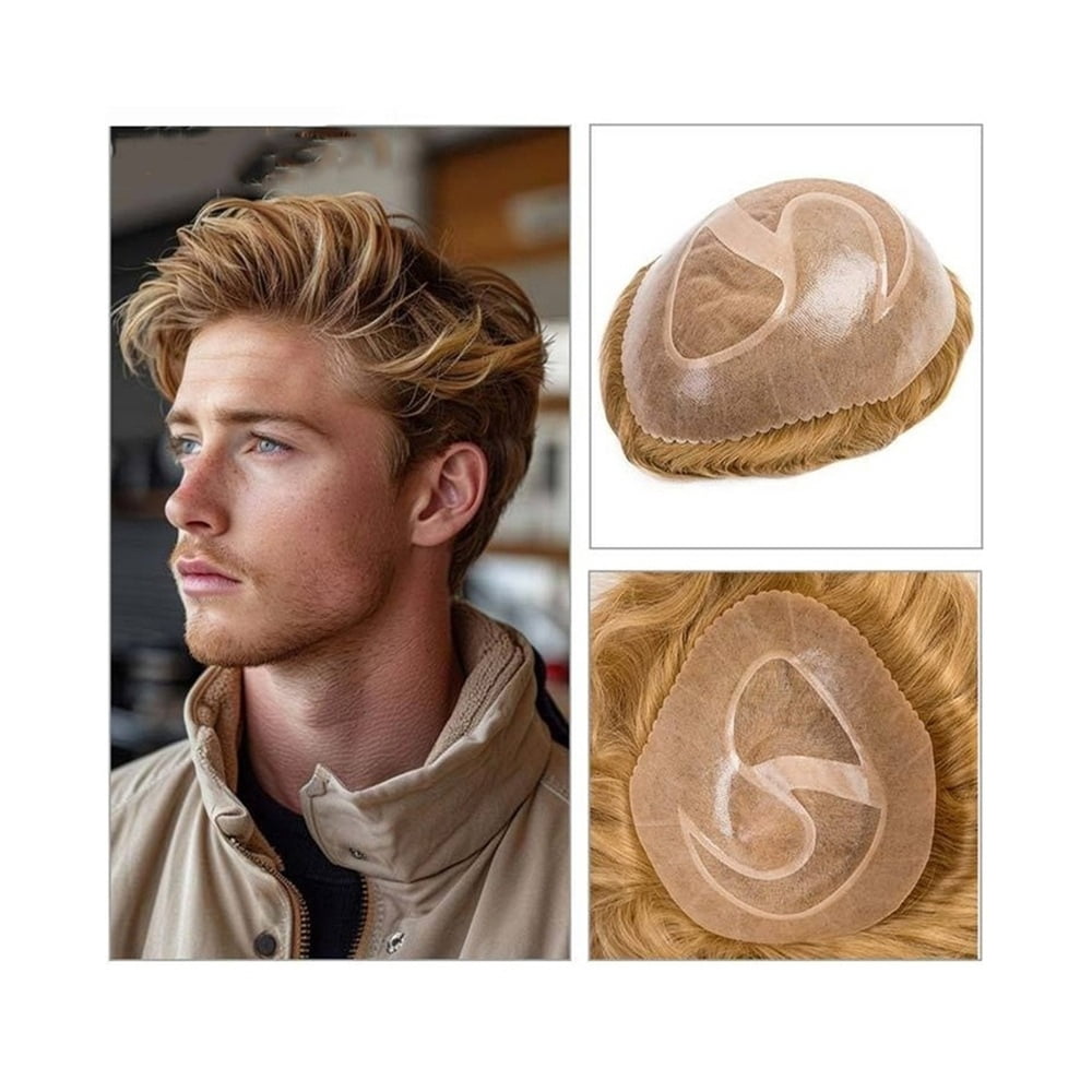 Male Hair Prosthesis Real Human Hair Mono Lace with PU Skin Men's ...