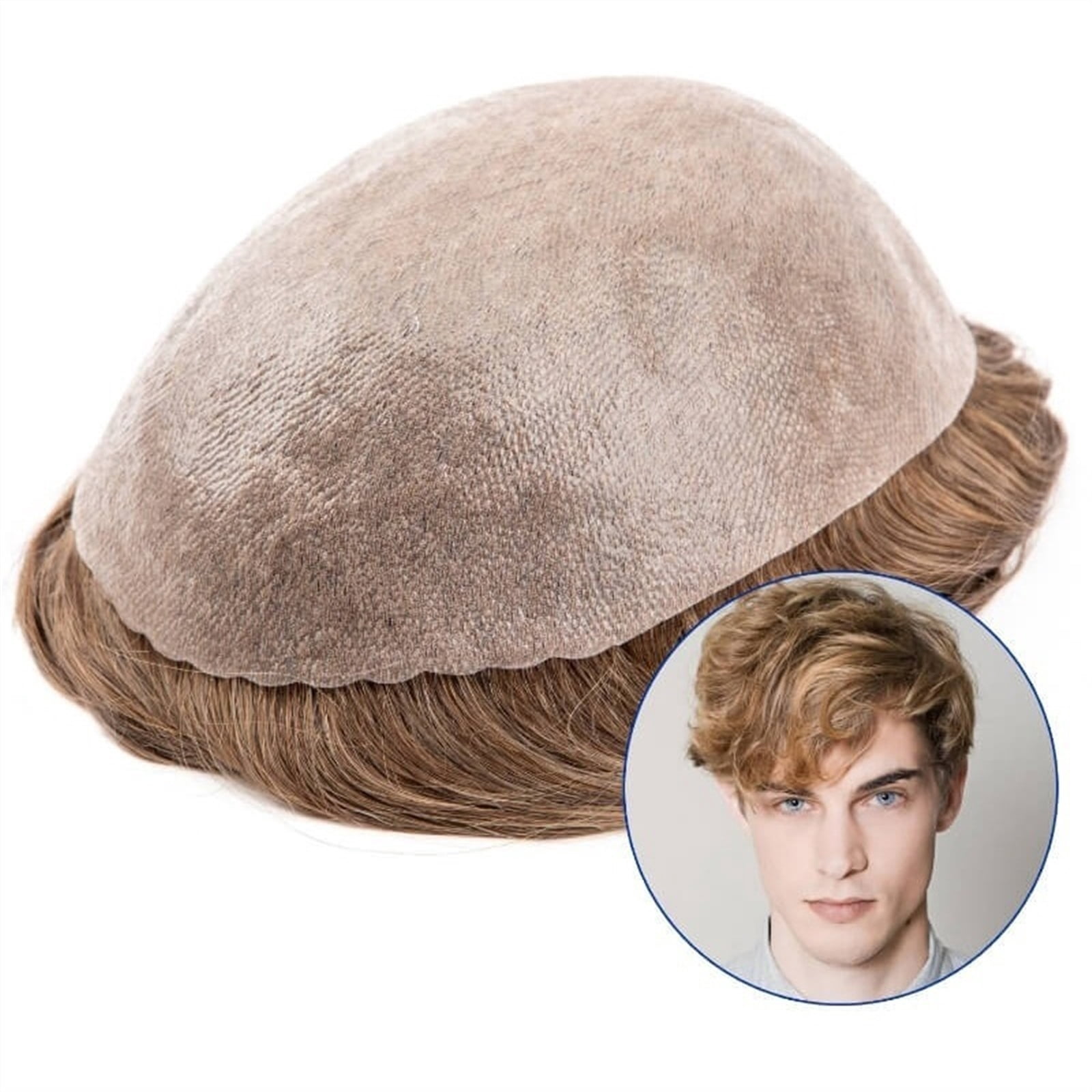 Male Hair Toupee 0.12mm V-loop Pu Human Hair Toupee Men Durable Wave ...
