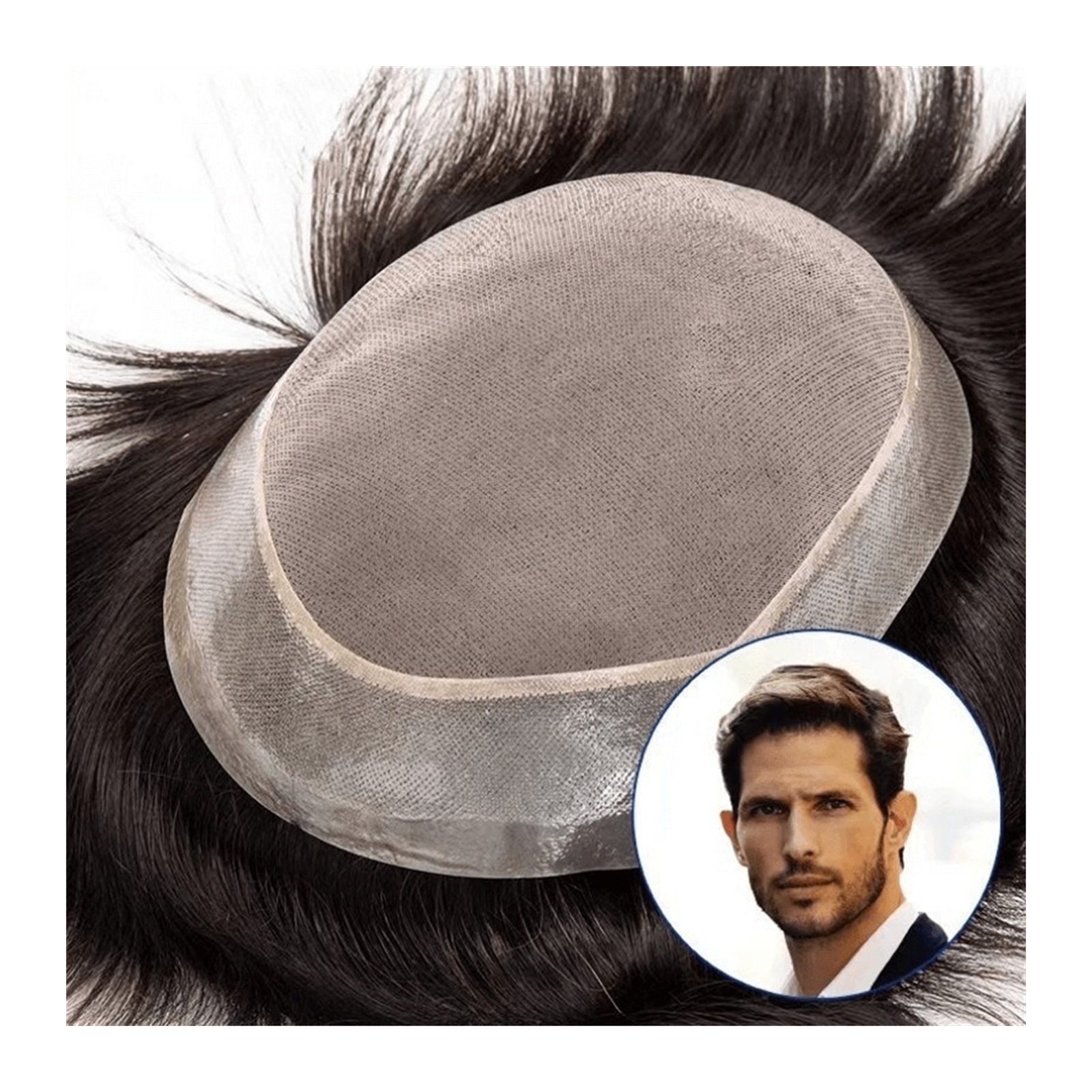 Male Human Hair Toupee Fine Mono and Soft Pu Perimeter Men Toupee ...