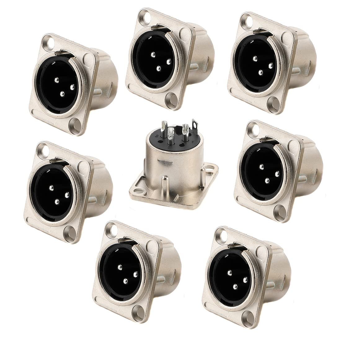 Male Jack 3 Pin Panel Mount Jacks，Silver Metal Housing -M Socket ...