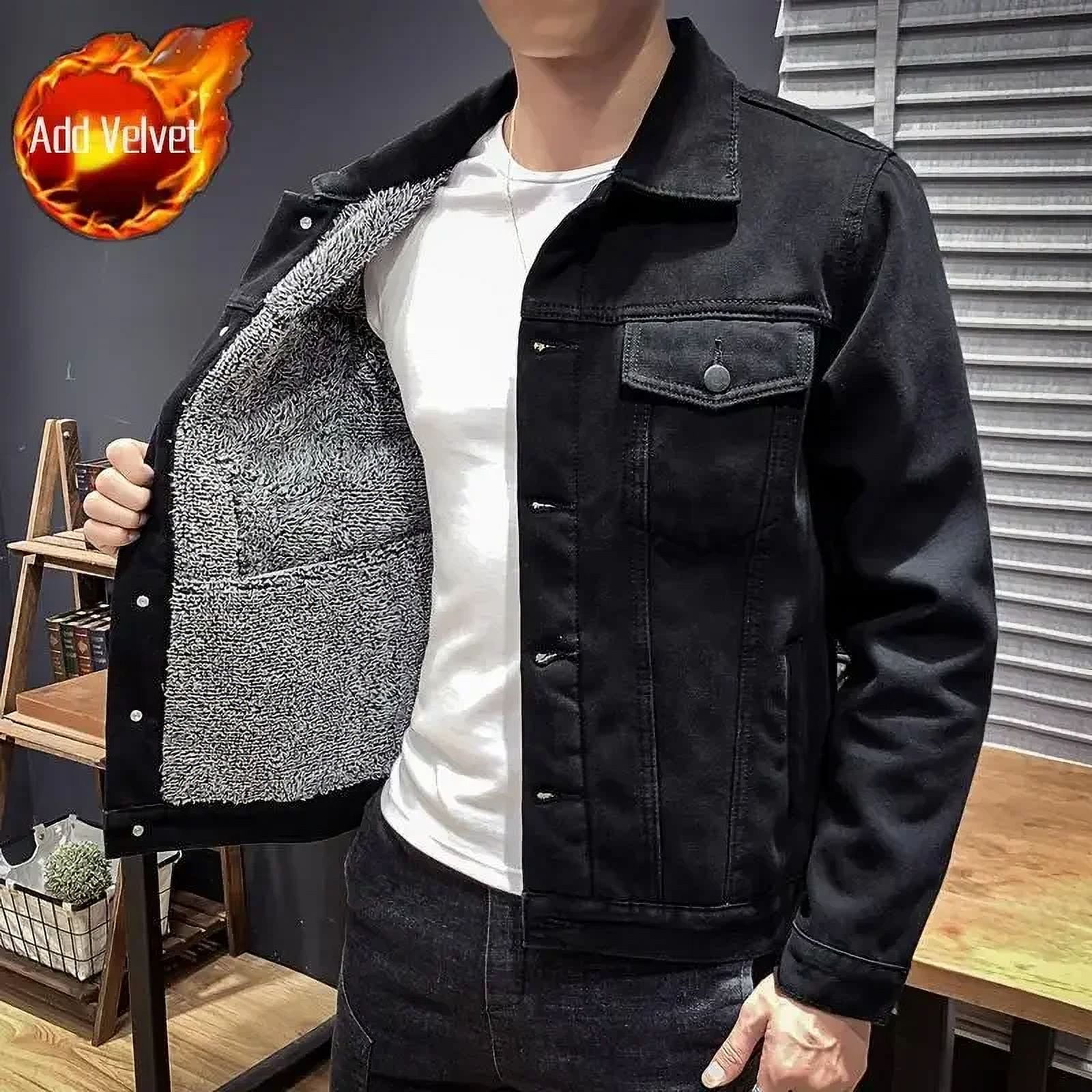 Male Jean Coats with Sheep Padding Men‘s Denim Jacket Wide Sleeves ...