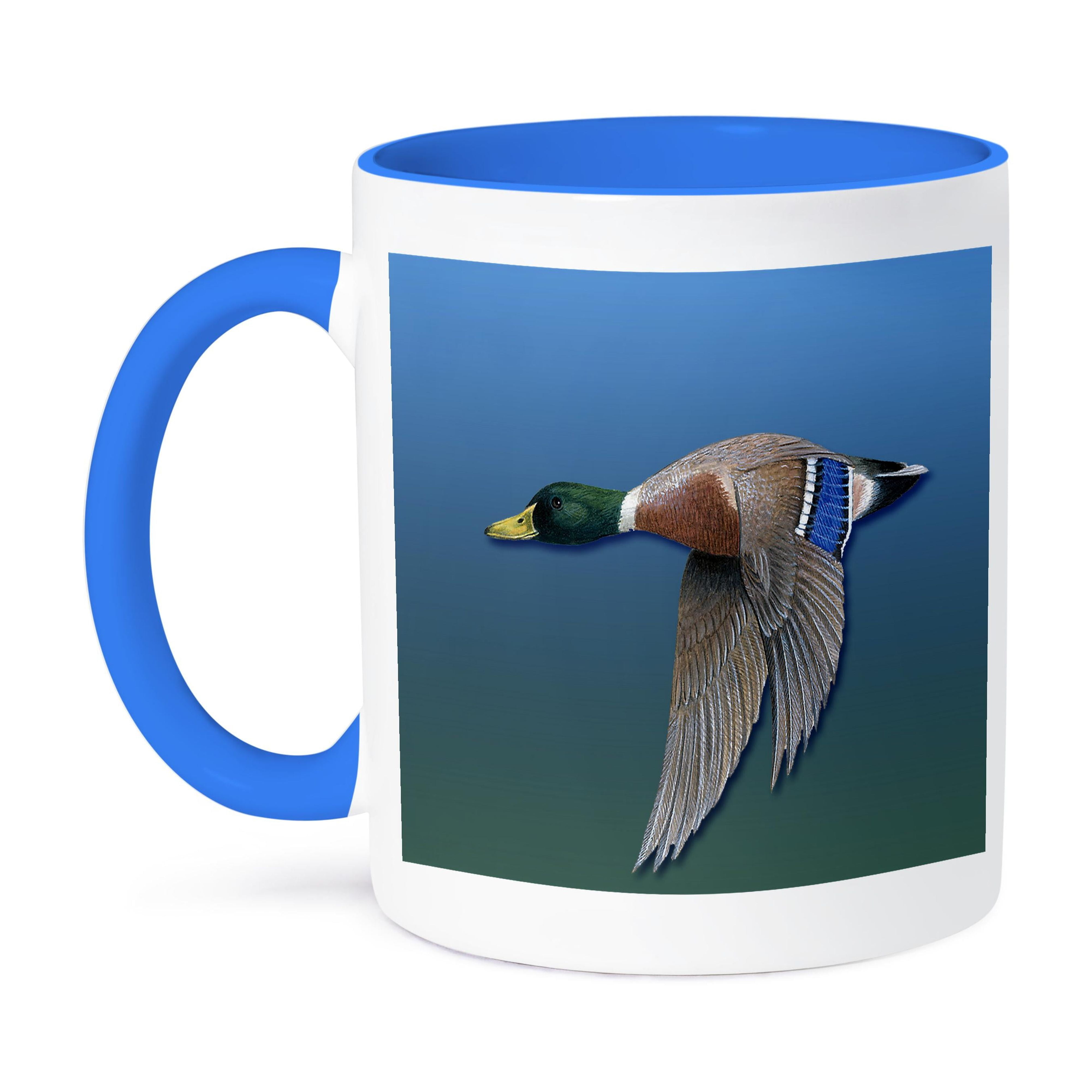 3dRose, Male Mallard Duck in Flight on a Blue to Green Gradient ...