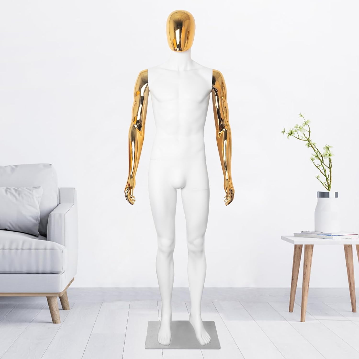 Male Mannequin Black Body Rose Gold Head Gold Hands Dress Form Full ...