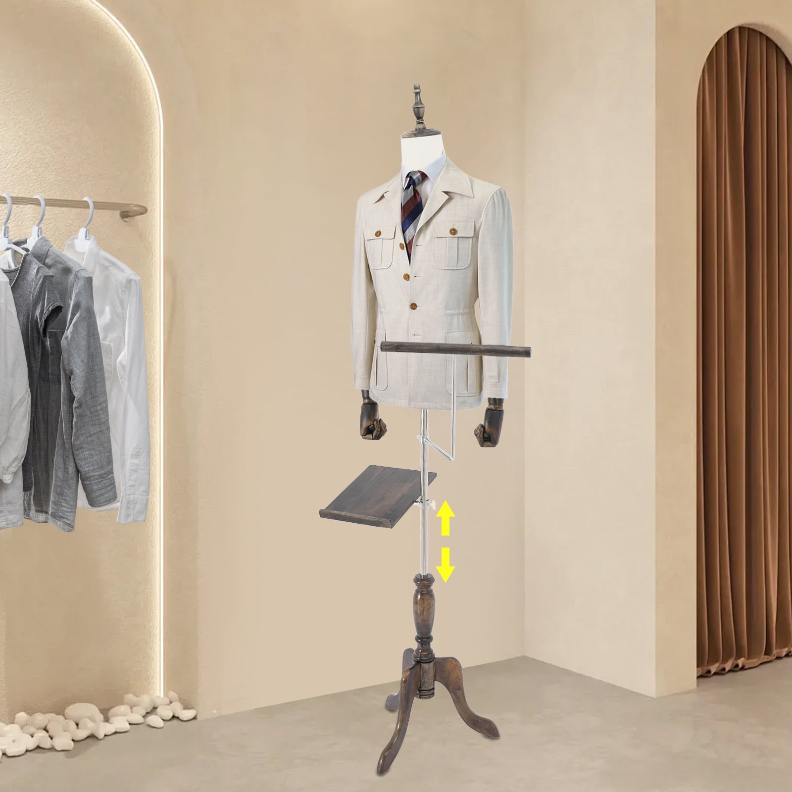 Male Mannequin, Dress Half Body, Adjustable Height Male Mannequin White ...