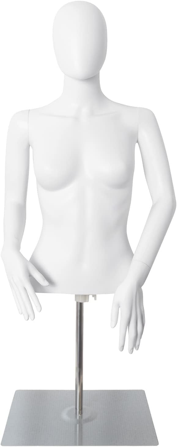 Male Mannequin Torso Body, Height Adjustable Plastic Half Body Display ...