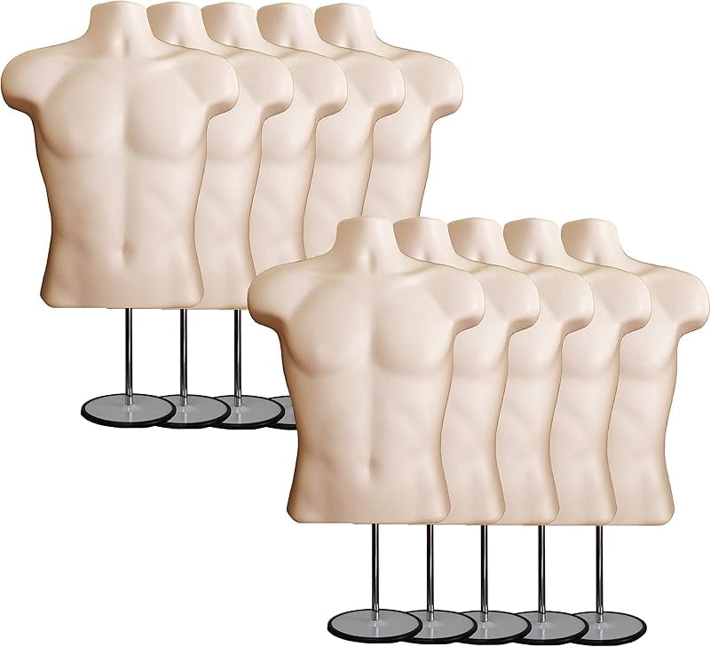 Male Mannequin Torso with Metal Stand Hollow Back Body Stackable Dress ...