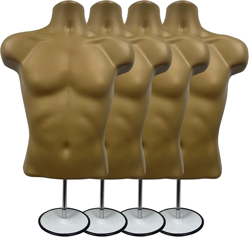 Male Mannequin Torso with Metal Stand Hollow Back Body Stackable Dress ...