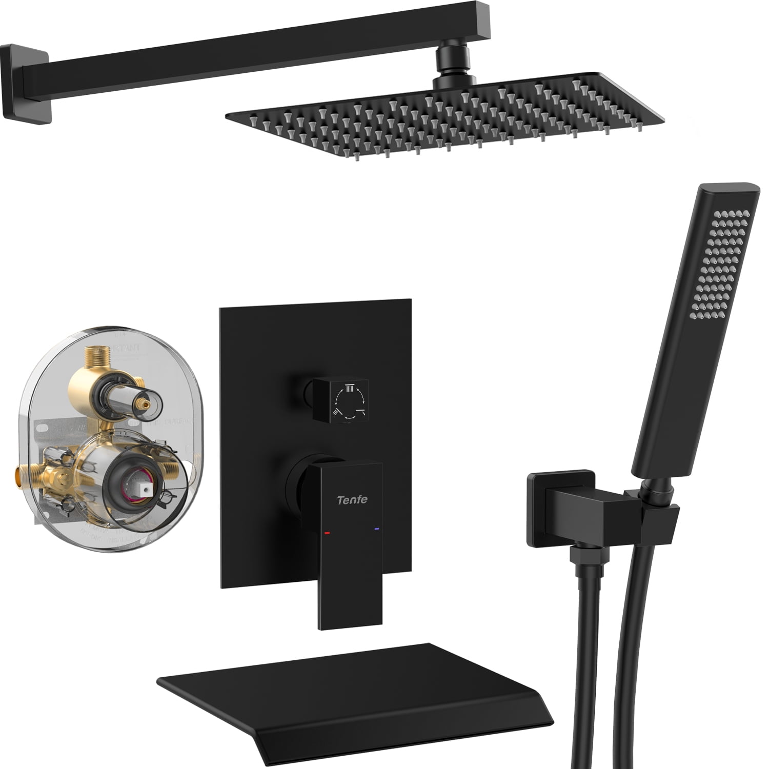 Male NPT Shower Faucet Set, Waterfall Shower System for Bathroom, High ...