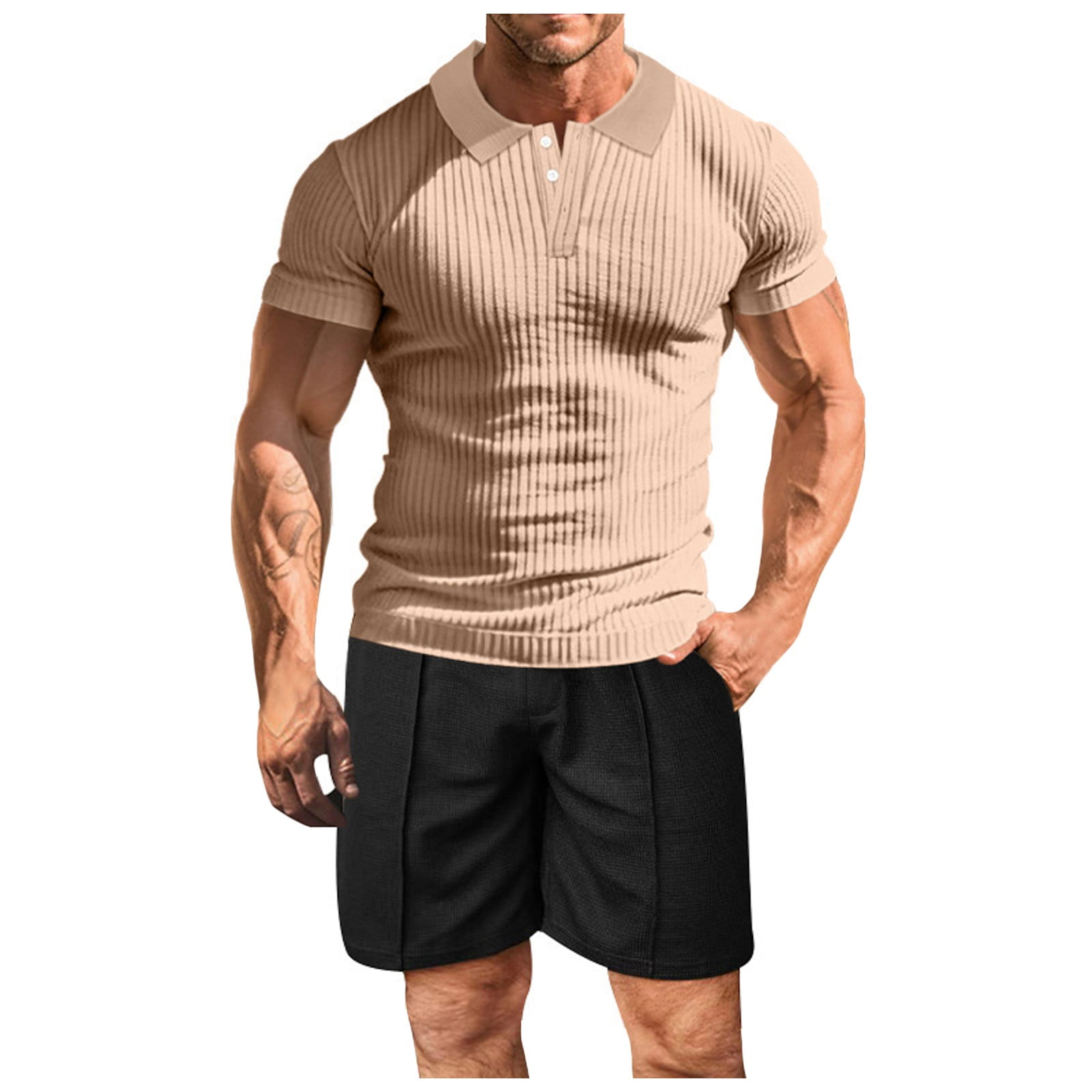 Male New Two Piece T Shirt Business Casual Short Sleeve High End Fit ...