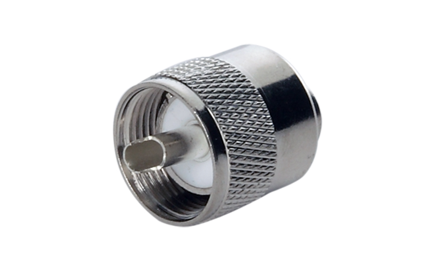 Male PL-259 VHF connector, nickel plated, silver tip, teflon insulator ...
