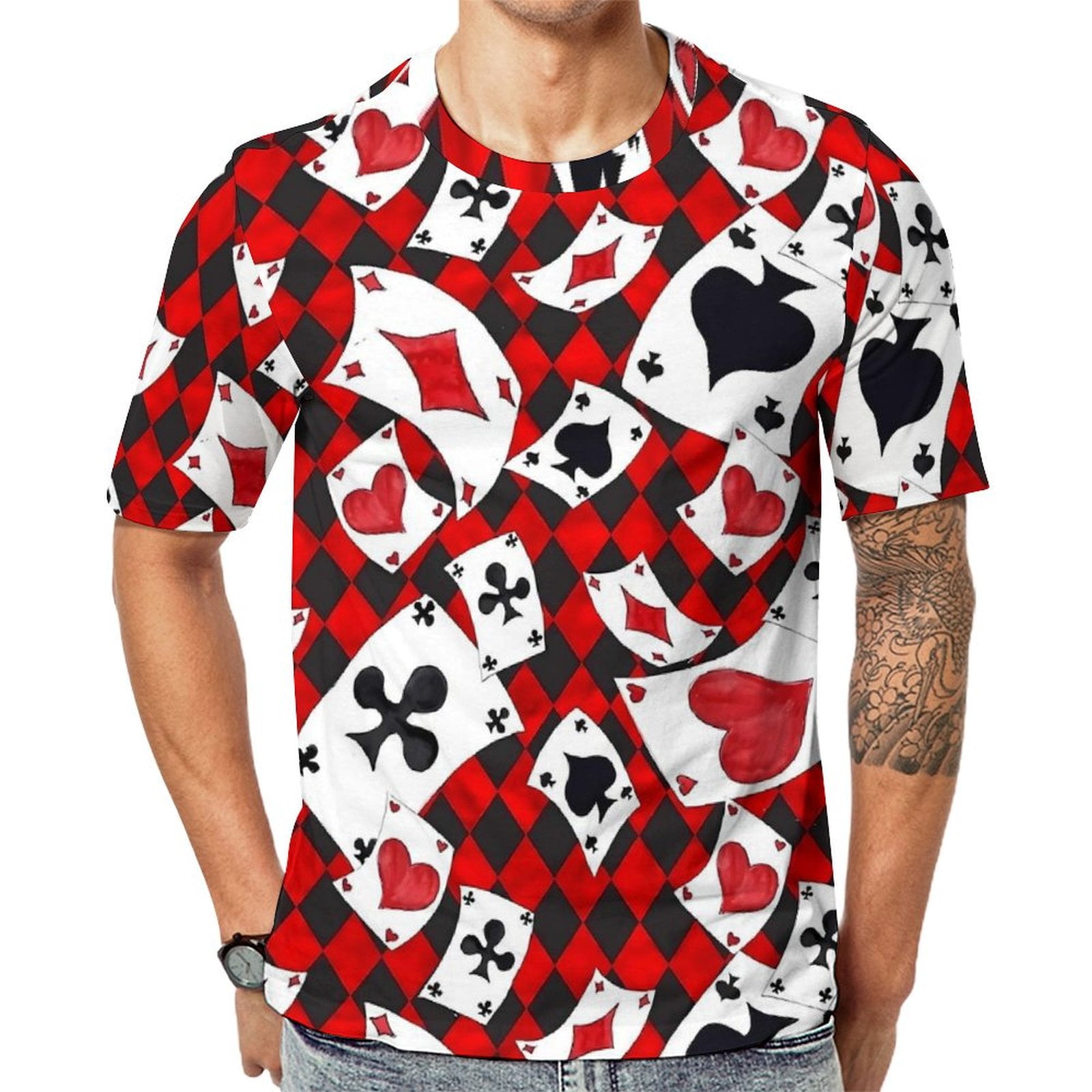 Male Playing Cards T Shirt Four Card Suits Fashion TShirts Short Sleeve ...