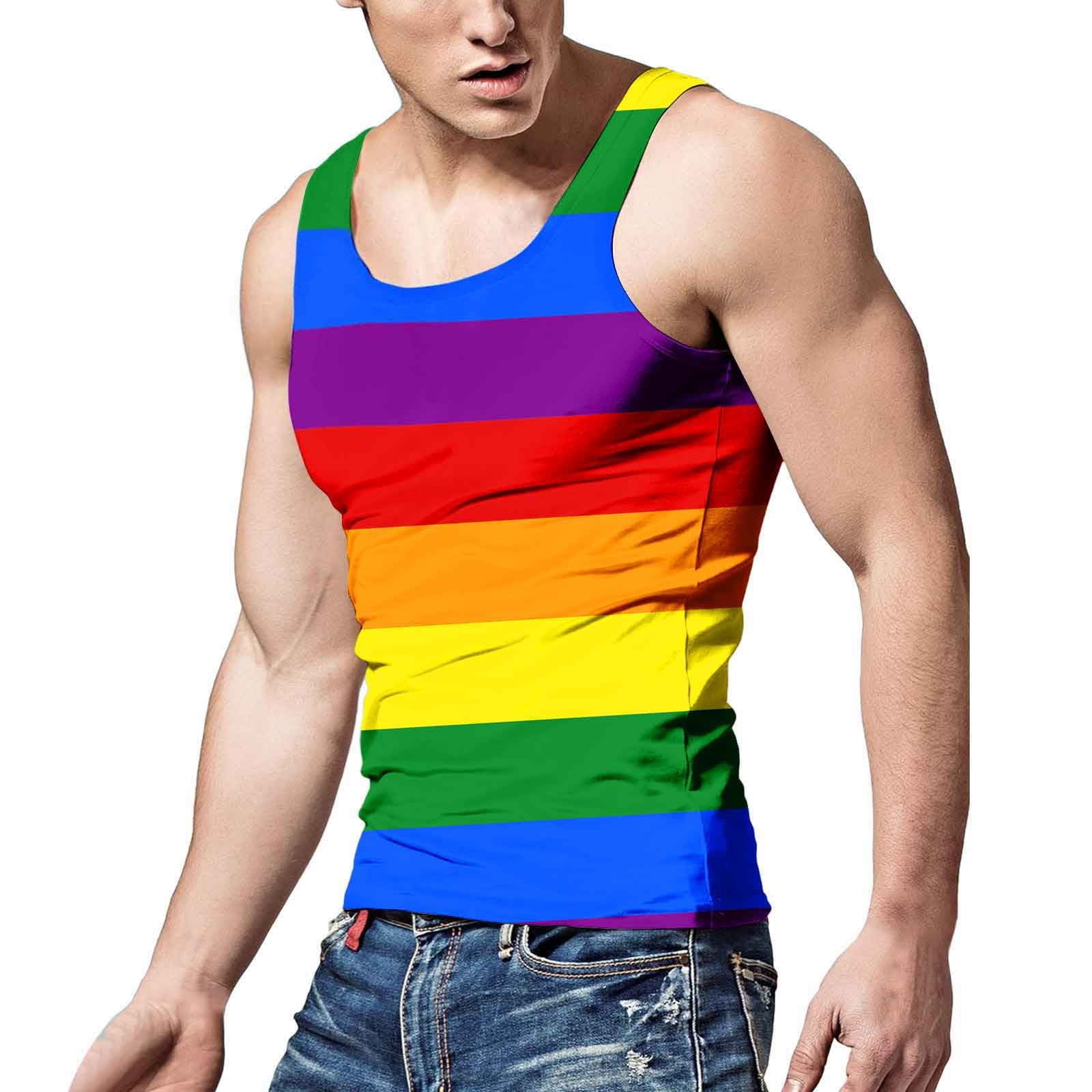 Male Singlet Running Mens Summer Carnival Rainbow Vest With Unique ...
