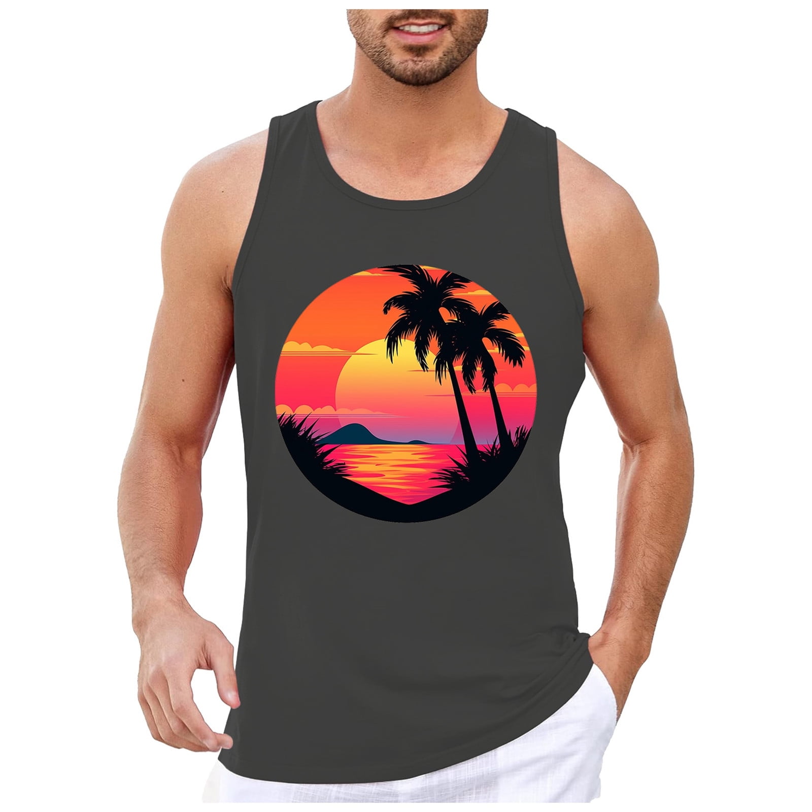 Male Singlet Running Mens Summer Vacation Beach Hawaii Graphic 3D ...