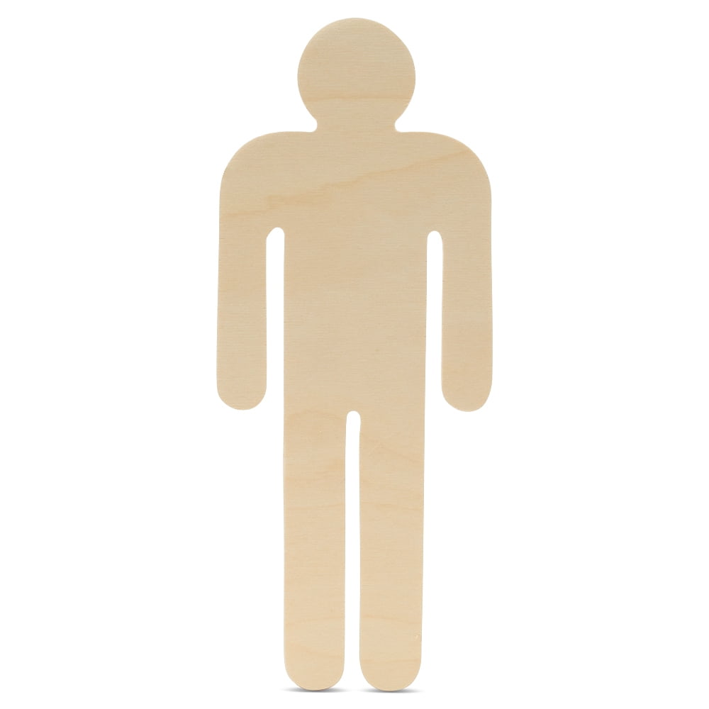 Male Stick Figure Cutouts 12 x 4-7/8-inch, Pack of 1 Unfinished Wood ...
