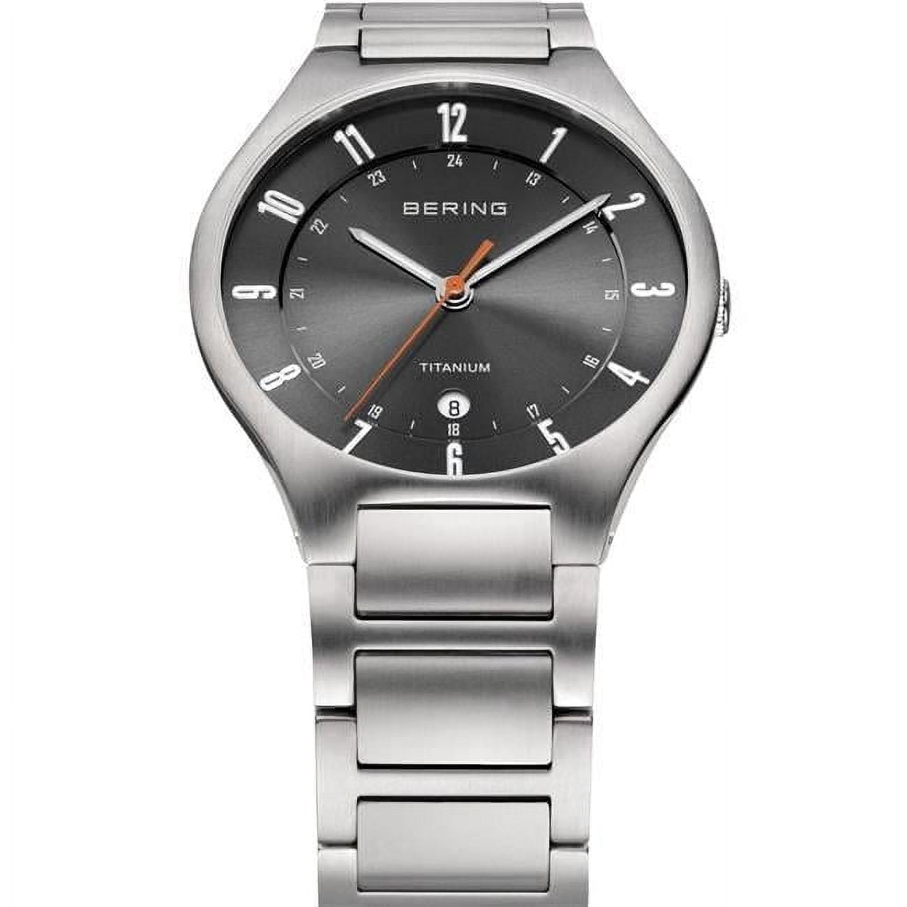 Male Titanium Brushed Silver Bracelet Watch with Grey Dial - Walmart.com